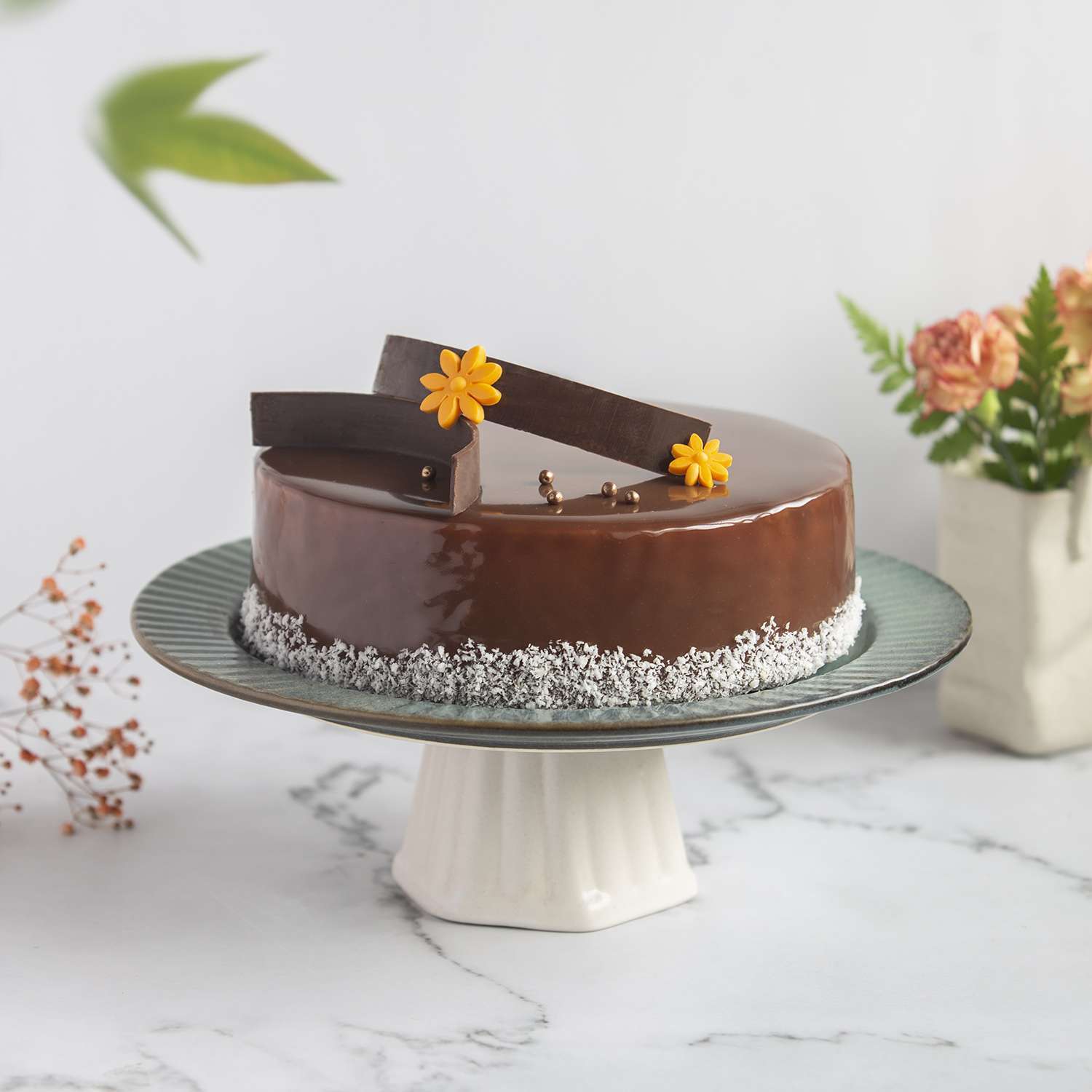 Java Chocolate Caramel Coconut Torrone Molle Cake (Eggless) | Ovenfresh